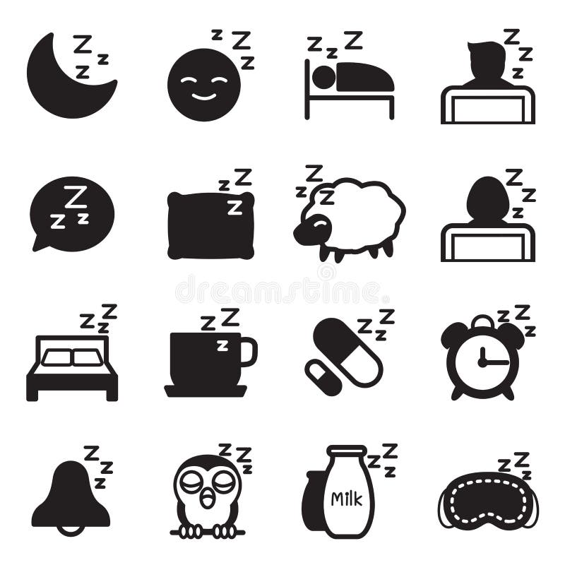 Silhouette Sleep icons stock vector. Illustration of collection - 72473005