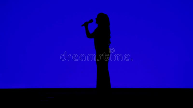 Black Silhouette of a Singer on Stage on Black Background Stock Vector ...