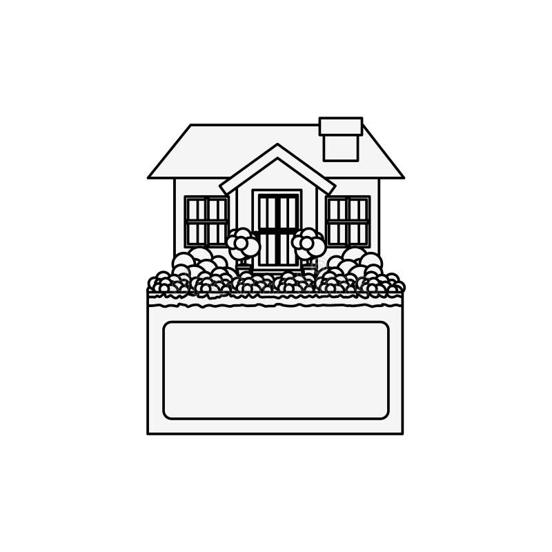 Silhouette Small House Design with Label Stock Vector - Illustration of ...