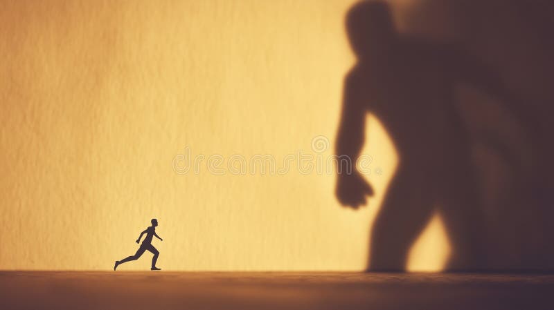 Silhouette of a Small Human Figure Running on a Horizontal Surface ...