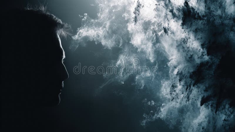Silhouette of a Smoker Dissolving into Ash in a Dramatic and Dark ...