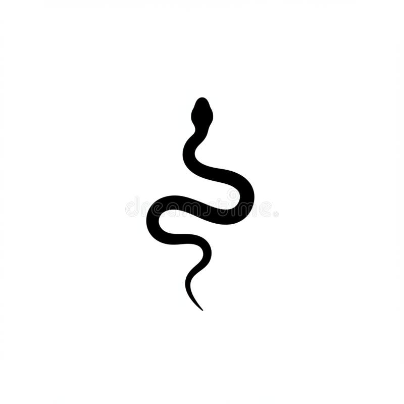 Silhouette of a Snake in a Simplistic Style, Featuring a Smooth ...