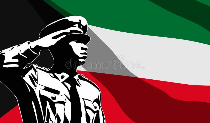 Silhouette of Soldier with Kuwait Flag on Background Stock Vector ...