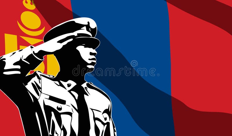 Silhouette of Soldier with Mongolia Flag on Background Stock ...