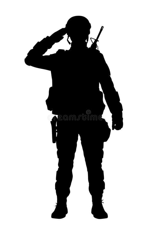 Silhouette of a Soldier on White Background Stock Illustration ...