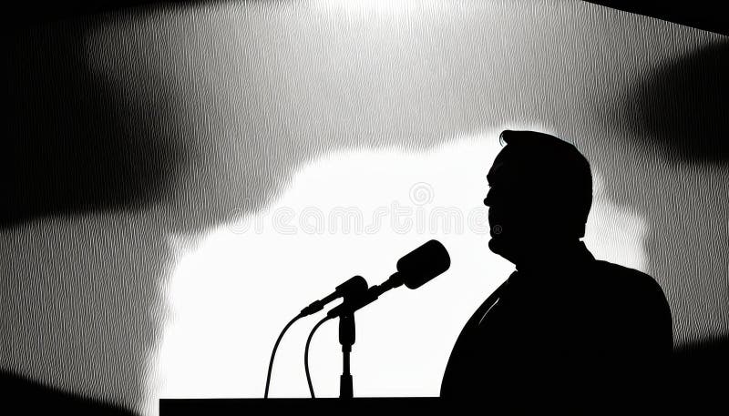 Silhouette Speaker Man on Stage, Generative Ai Stock Photo - Image of ...