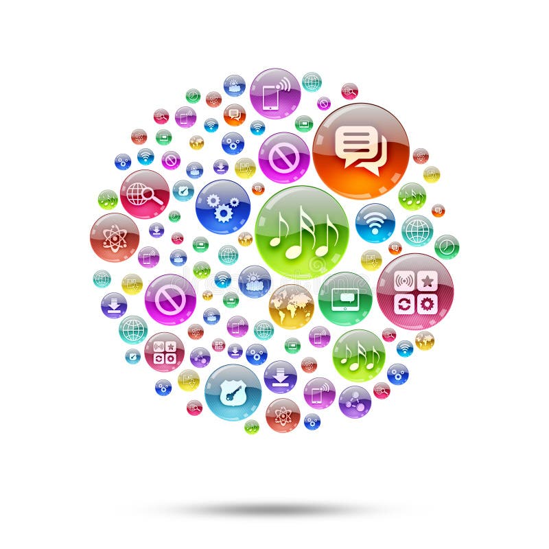 Sphere Made from a Social Media and Computer Icons Stock Vector ...