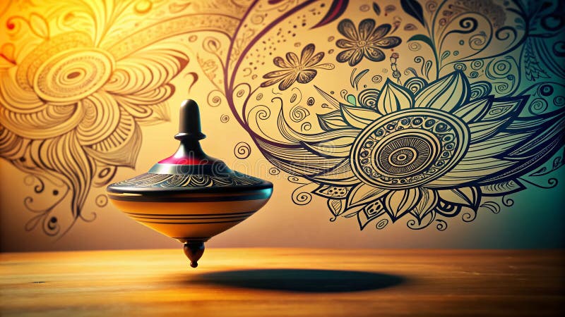 Silhouette Spinning Top Design Elements HandDrawn Vector Graphics for ...