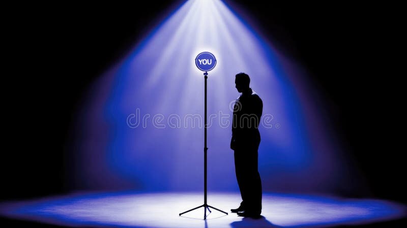 Silhouette Spotlight on Individual Signifying Unique Identity Stock ...