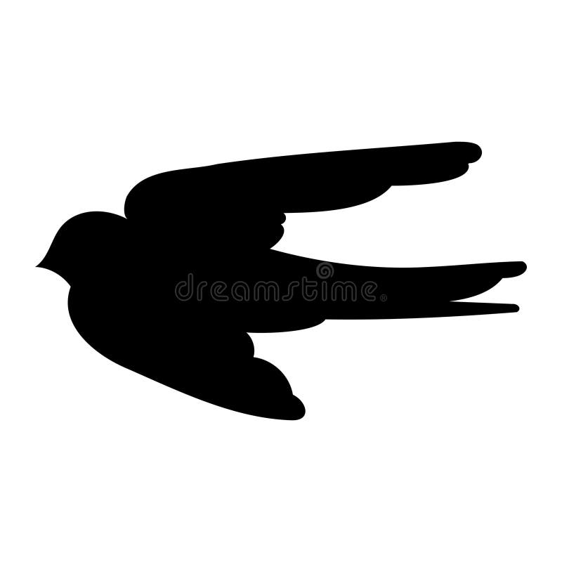Silhouette of Springtime Birdie Swallow. Spring Bird Illustration ...
