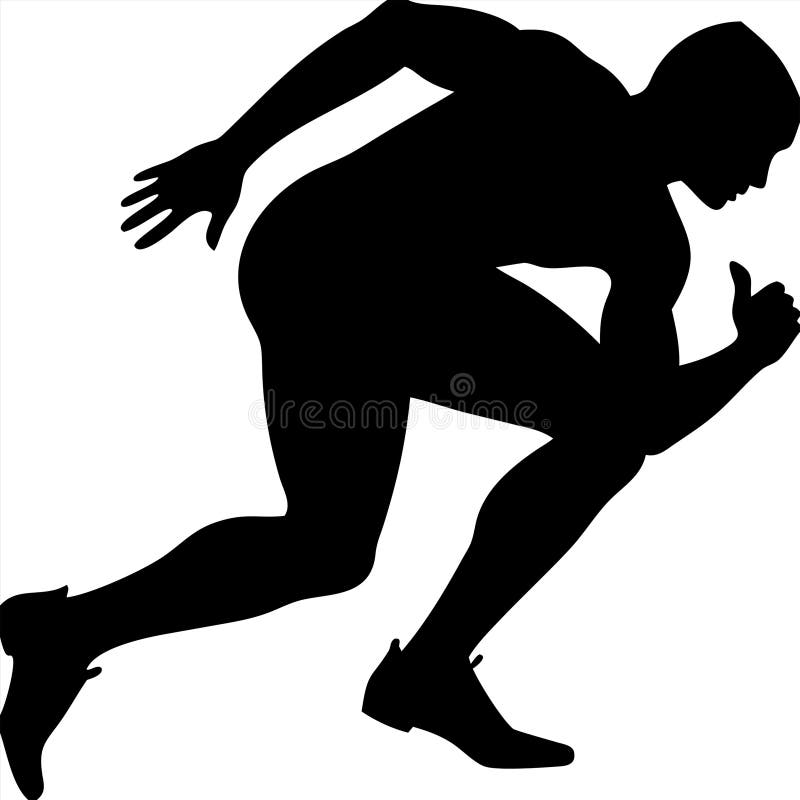 Silhouette of Sprinter in Starting Position Dynamic Vector Art ...