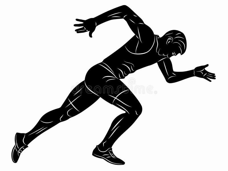 Silhouette of Sprinter, Vector Draw Stock Vector - Illustration of ...