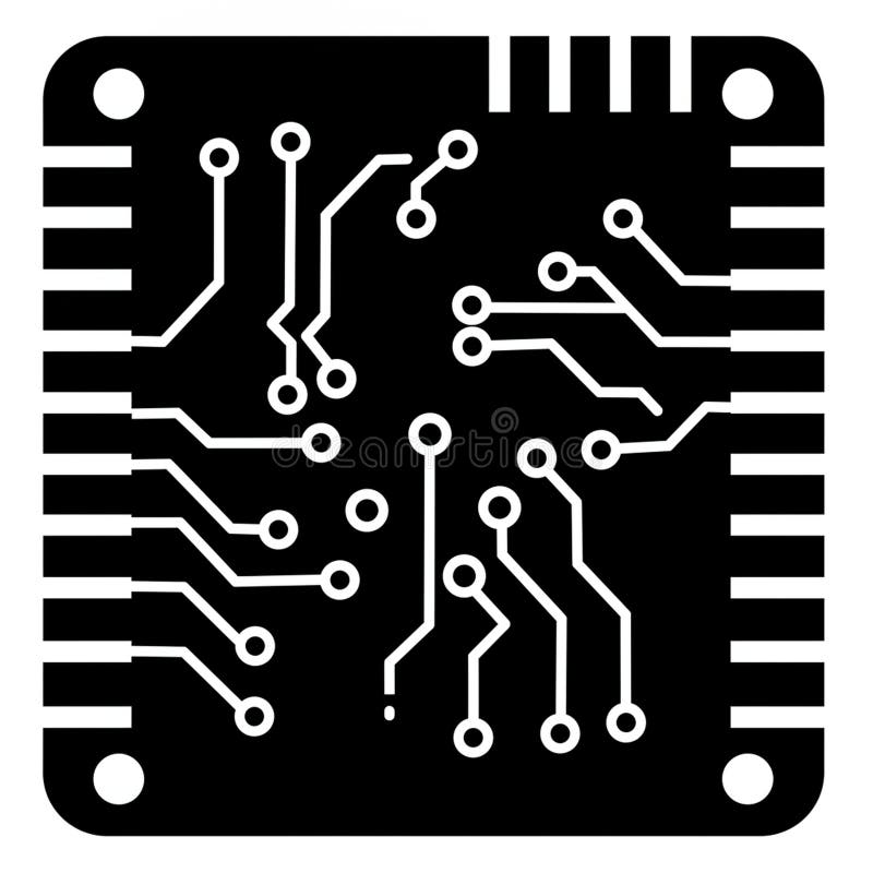 Silhouette of a Square Electronic Circuit Board with Four Rounded ...
