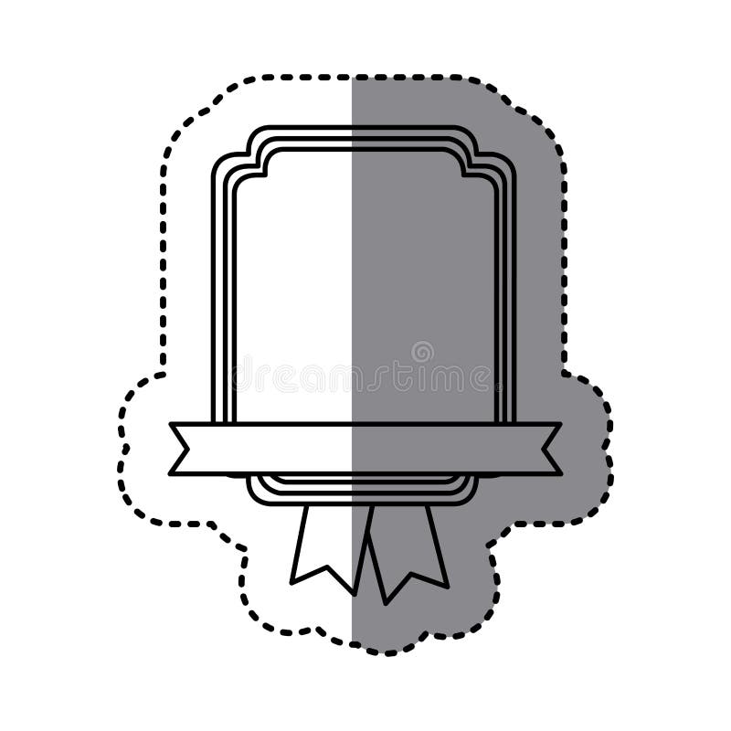Silhouette Square Emblem with Ribbon Icon Stock Illustration ...
