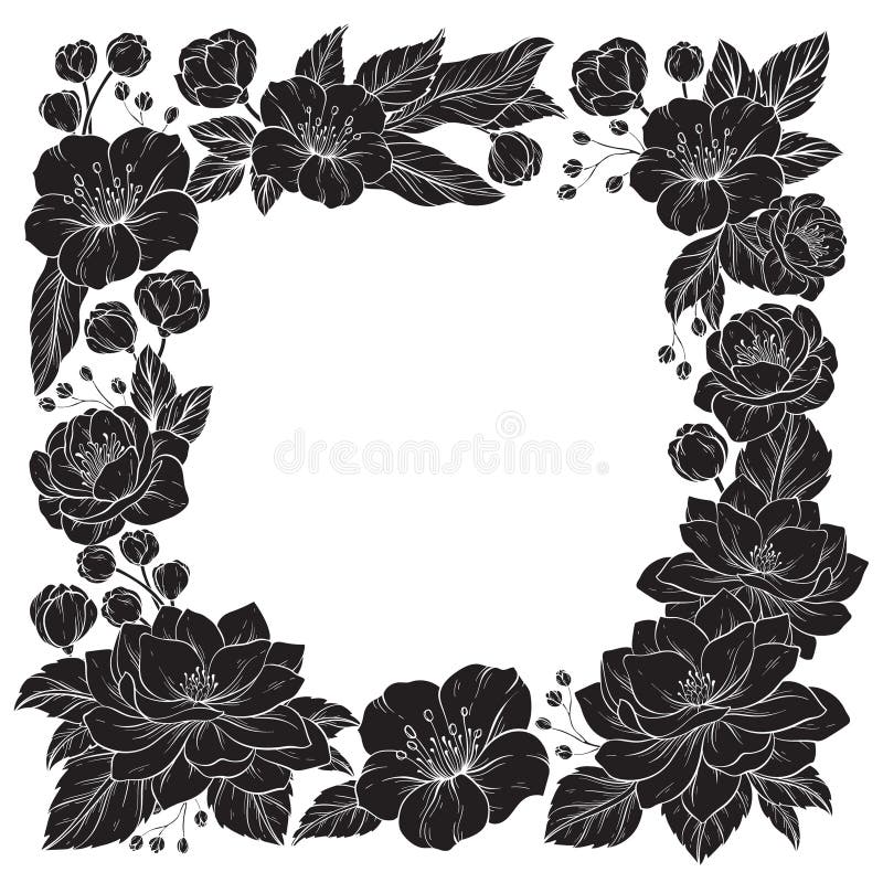 Silhouette Square with Lines on the Edge Stock Vector - Illustration of ...