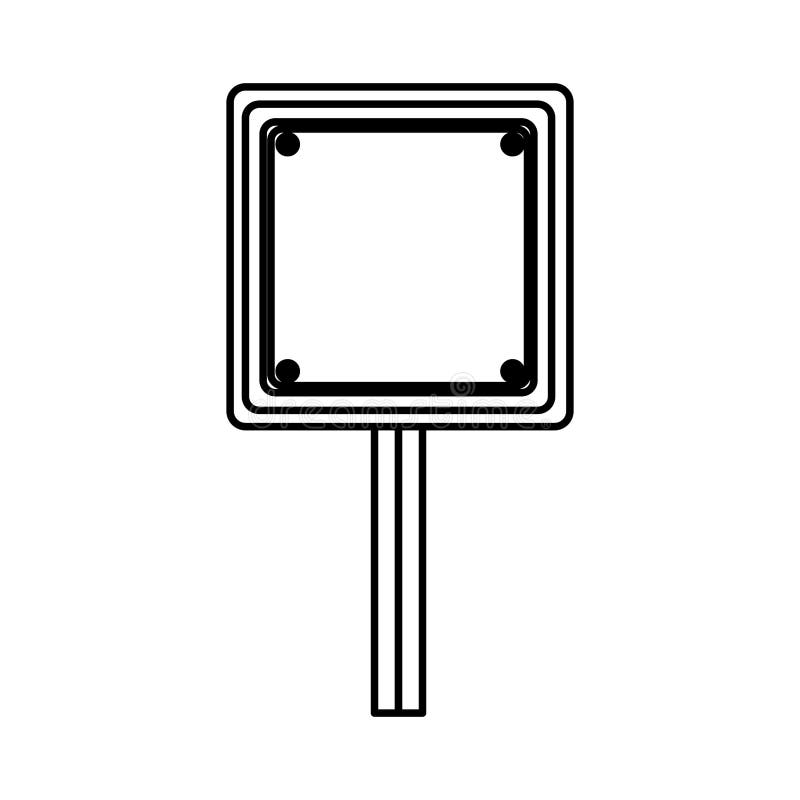 Silhouette Square Shape Traffic Sign with Base Pole Stock Illustration ...