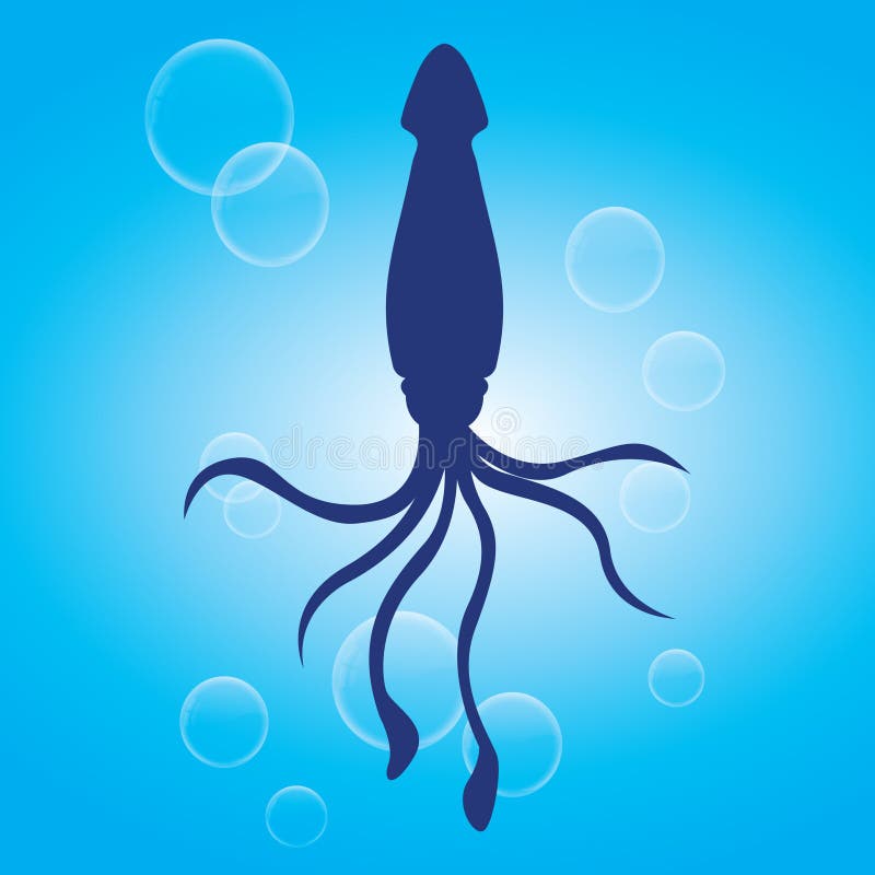 Silhouette of Squid Fish. Vector Illustration Decorative Design Stock ...
