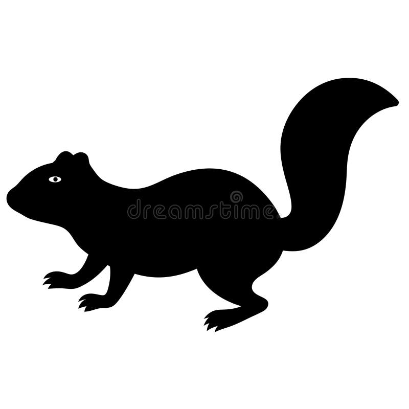 A Silhouette of a Squirrel Running Across the Ground. Stock Vector ...