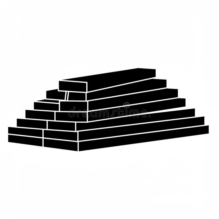 Silhouette of Stacked Wooden Planks in Varying Lengths, Arranged in an ...