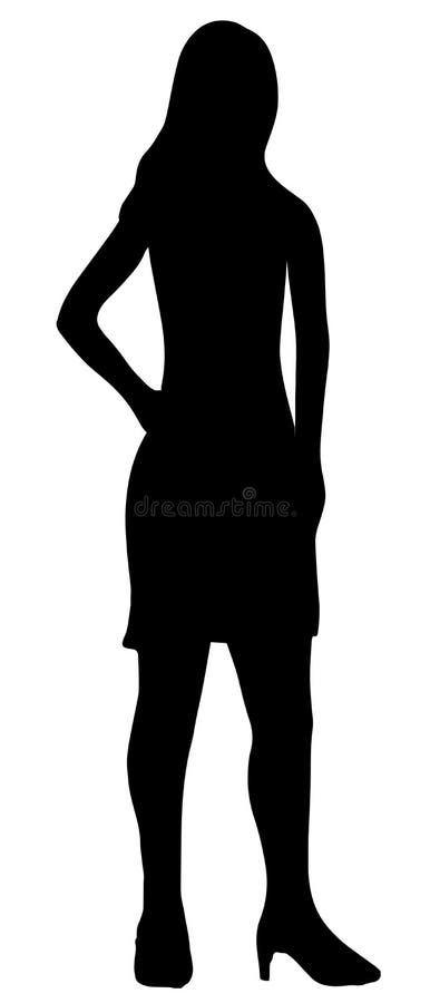 Vector Silhouette of Standing Female Figure Pose Stock Vector ...