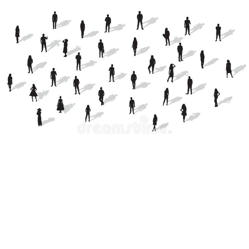Silhouette of Standing People with Shadow on White Background Vector ...
