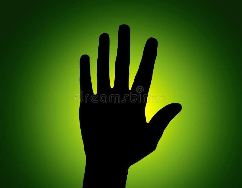 Silhouette Stop Hand on Green Stock Illustration - Illustration of ...