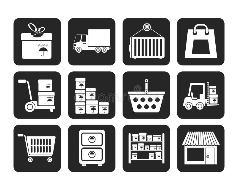 Storage, Transportation, Cargo and Shipping Icons Stock Vector ...
