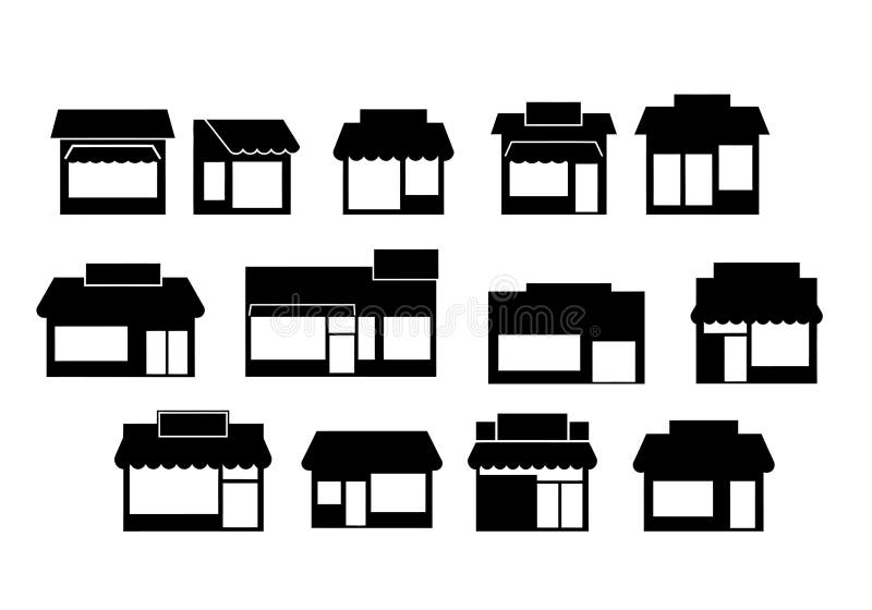 Silhouette stores stock vector. Illustration of market - 375523747