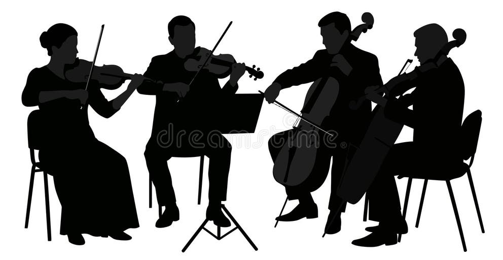 Silhouette of a String Quartet Stock Illustration - Illustration of ...