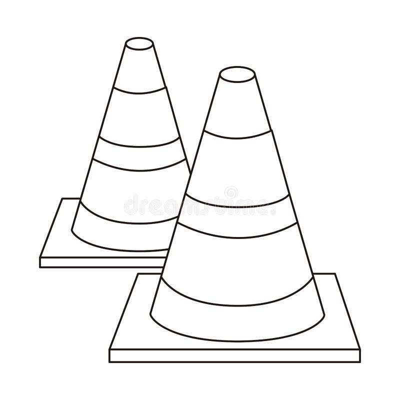 Silhouette Striped Couple Traffic Cone Flat Stock Illustration ...