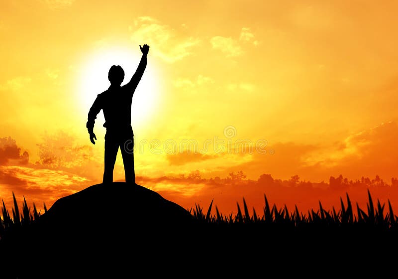 Silhouette the Strong Man on White Background Stock Image - Image of ...