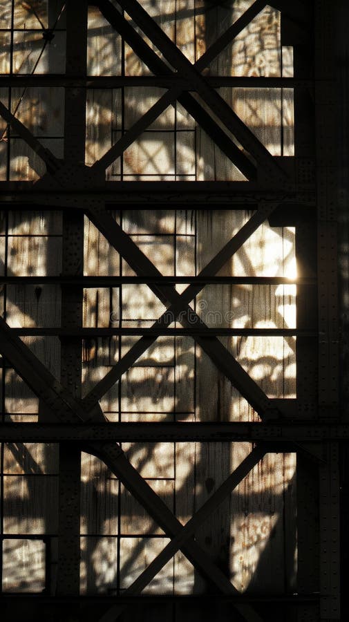 Silhouette of Structural Steelwork with Shadows and Sun Flare Stock ...