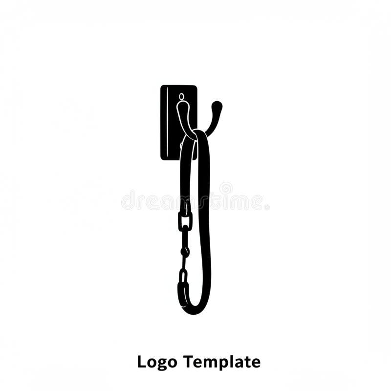 Silhouette-style Logo Design Features a Wall-mounted Hook with a Coiled Leash Stock Illustration ...