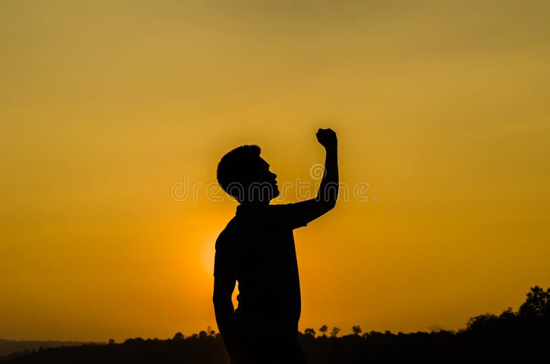 Silhouette Success man stock image. Image of celebrate - 37489435