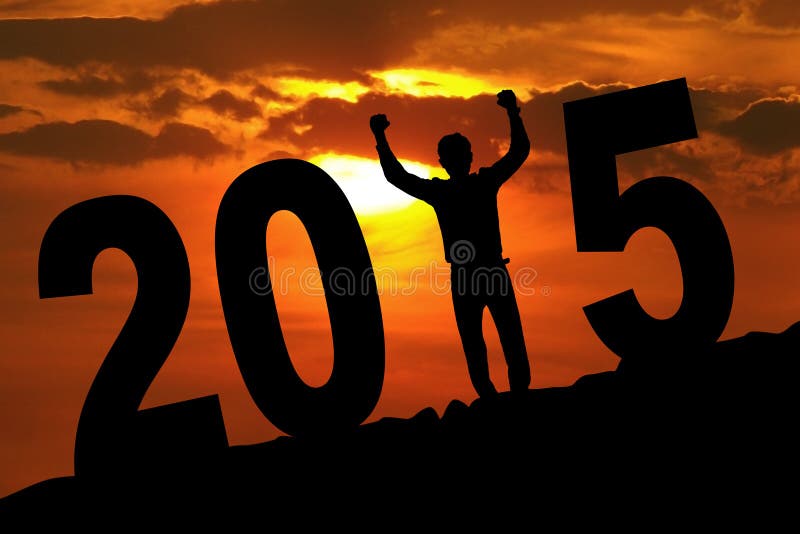 Silhouette of Successful Man with Number 2015 Stock Illustration ...