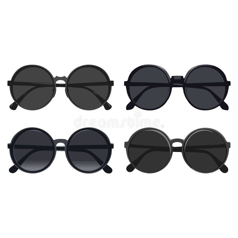 Silhouette Sunglasses Vector with Bold Rounded Frames Stock ...