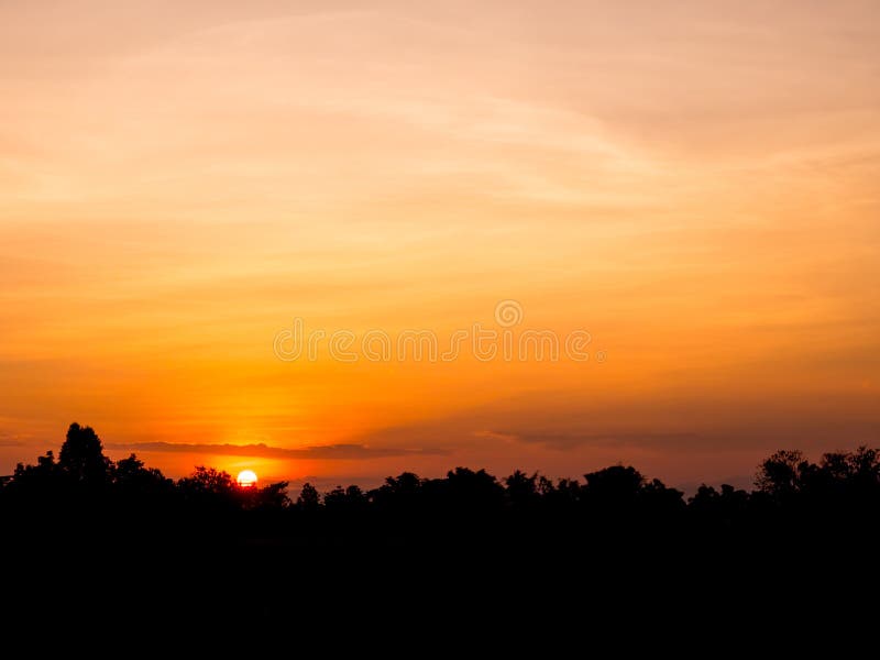 Silhouette Sunset Over Rice Field Stock Photo - Image of alone, field ...