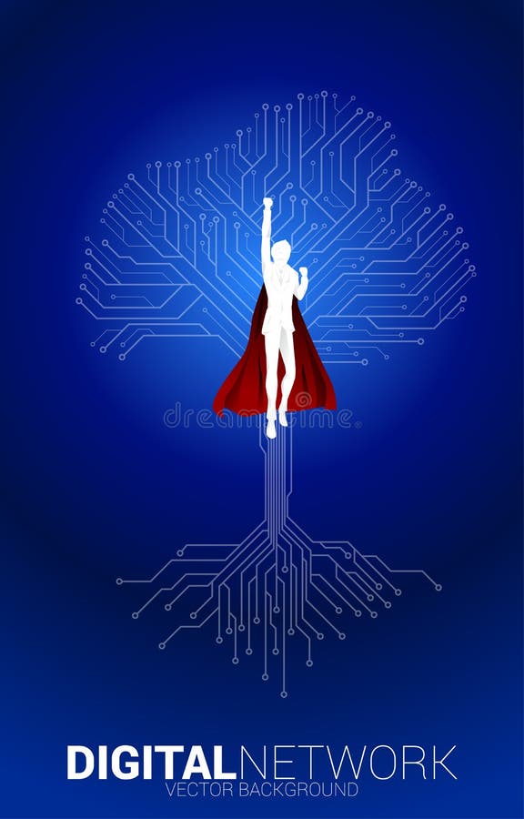 Silhouette of Superhero Fly with Protection Shield Icon from Dot ...