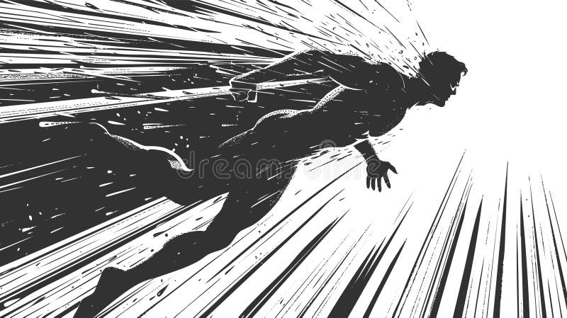 Silhouette of a Superhero in Motion with Dynamic Speed Lines. Stock ...