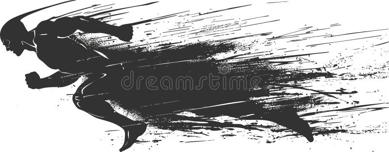 Silhouette of a Superhero Running Fast with Dynamic Motion Trails ...