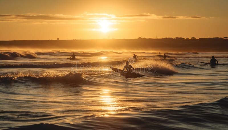 Sunset Reflection on Water, Nature Tranquil Scene Generated by AI Stock ...