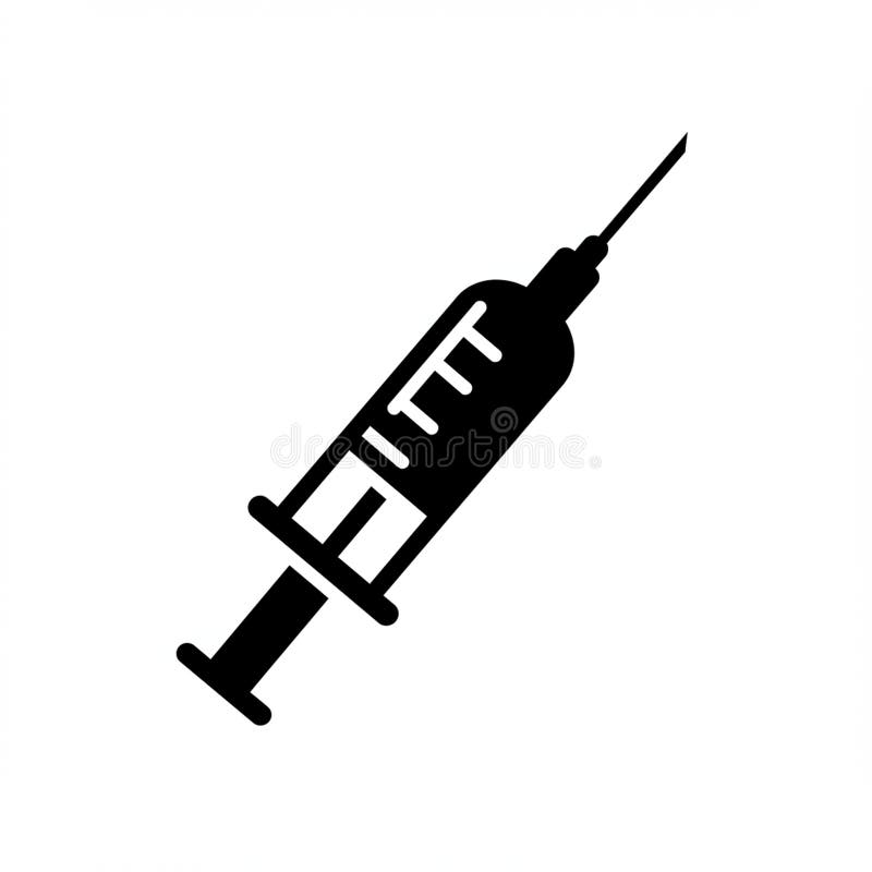 Silhouette of a Syringe with a Needle, Depicted in Solid Black Stock ...