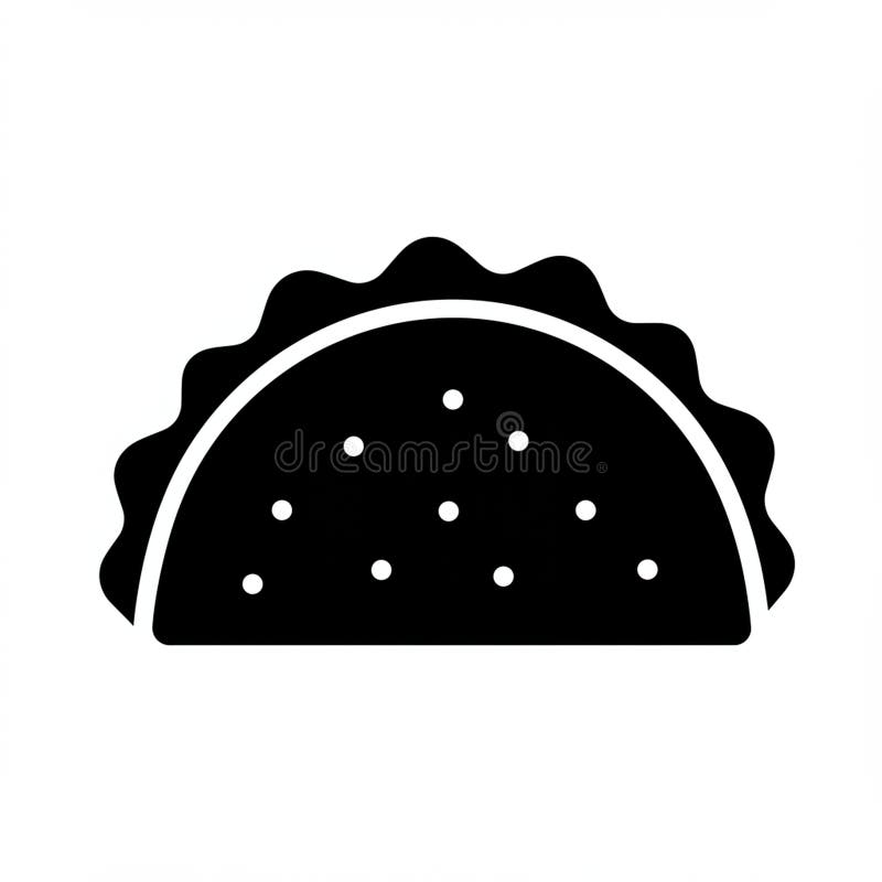 Silhouette of a Taco with a Semi-circular Shape and Scalloped Edge ...