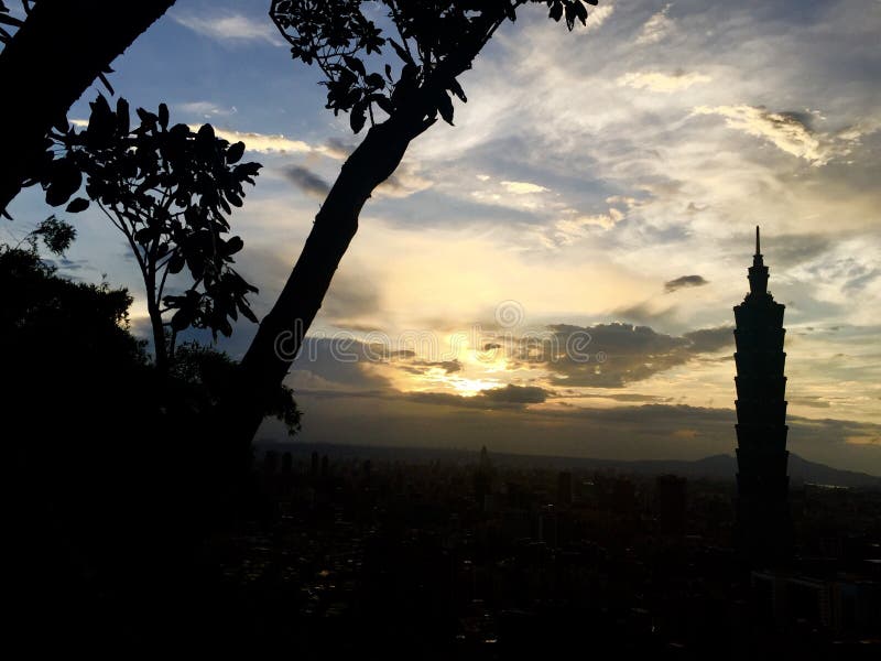 Silhouette of Taipei 101 stock photo. Image of tallest - 104487686
