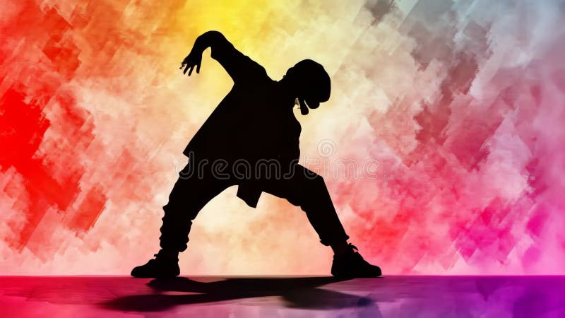 Breakdancer Performing Various Poses on Colorful Background Stock ...