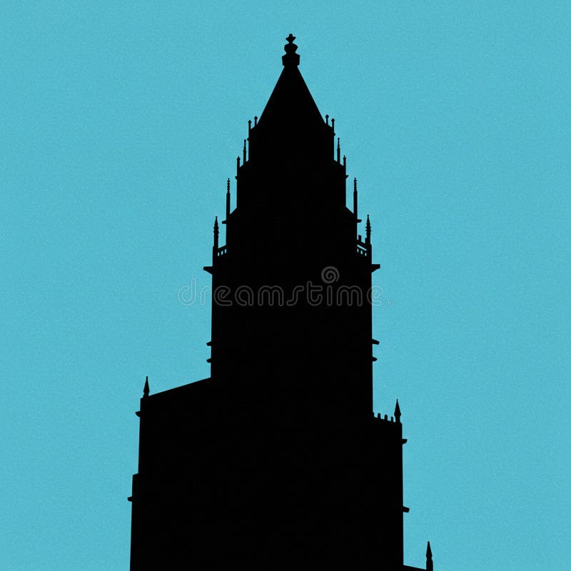 Silhouette of a Tall, Pointed Tower Against a Clear Blue Sky. the ...
