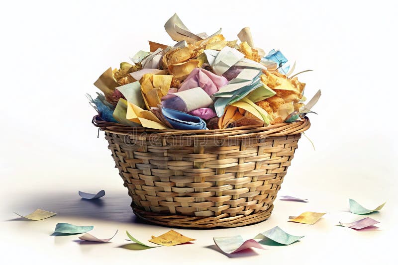 A Silhouette of a Tax Receipt Basket Overflowing with Crumbled Papers ...