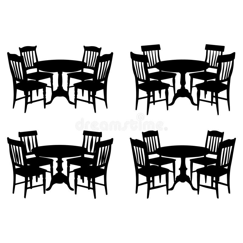Silhouette Tea Table and Chairs in Room Vector Illustration Stock ...