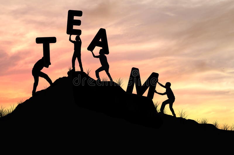 Silhouette Team Work of Men Helping Stock Image - Image of helping ...