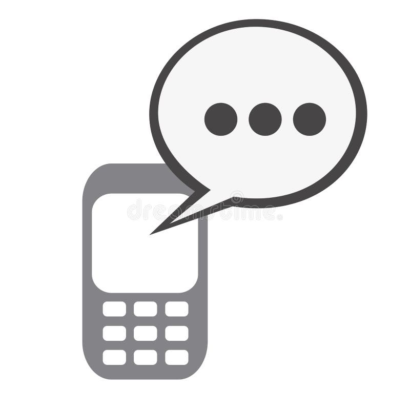 Silhouette Tech Cellphone and Dialog Box Icon Flat Stock Illustration ...
